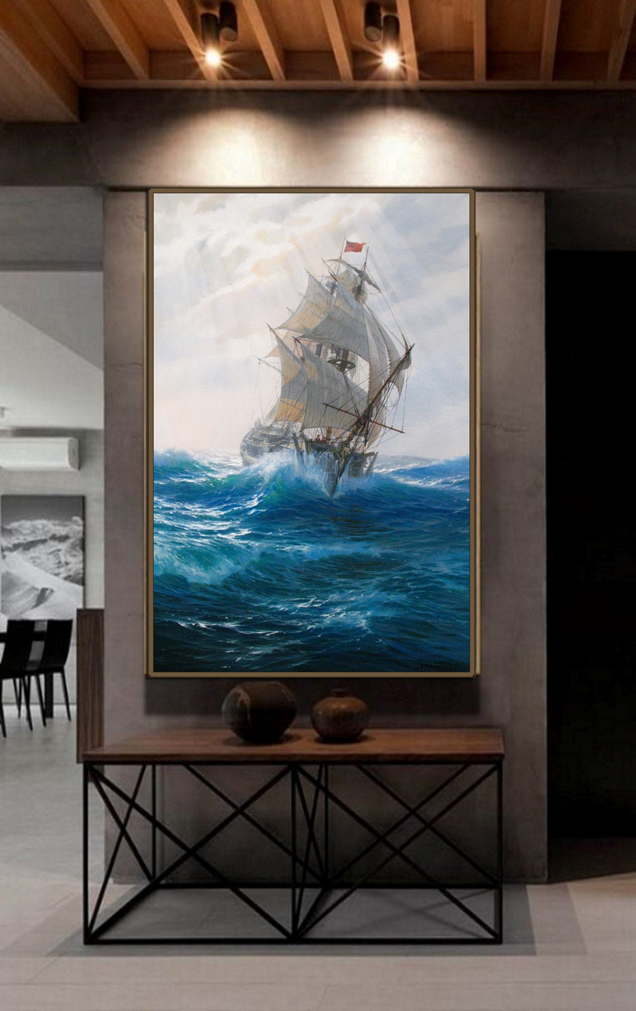 Original sail ship painting by Alexander Shenderov ocean art | Etsy