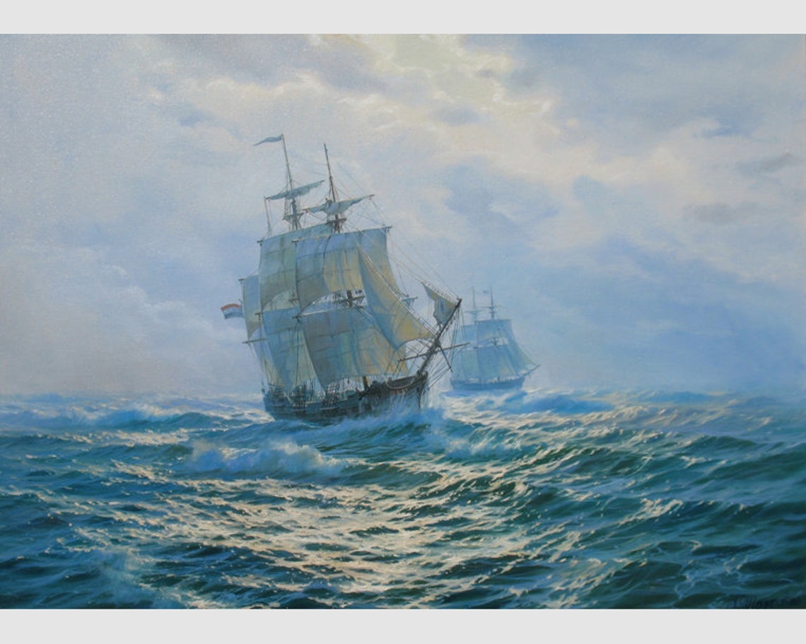 Boat Painting Original by Alexander Shenderov Sailing Art Oil | Etsy