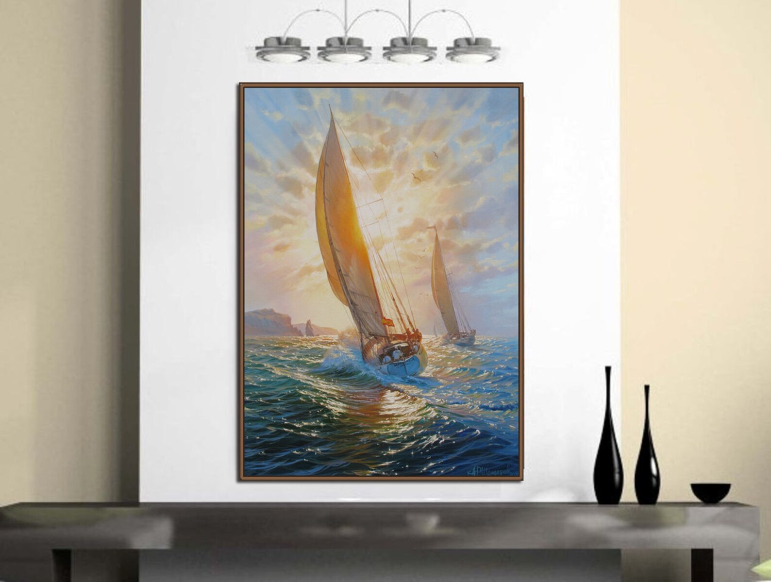 Sailboat Art Canvas by Alexander Shenderov Ocean Art Original - Etsy