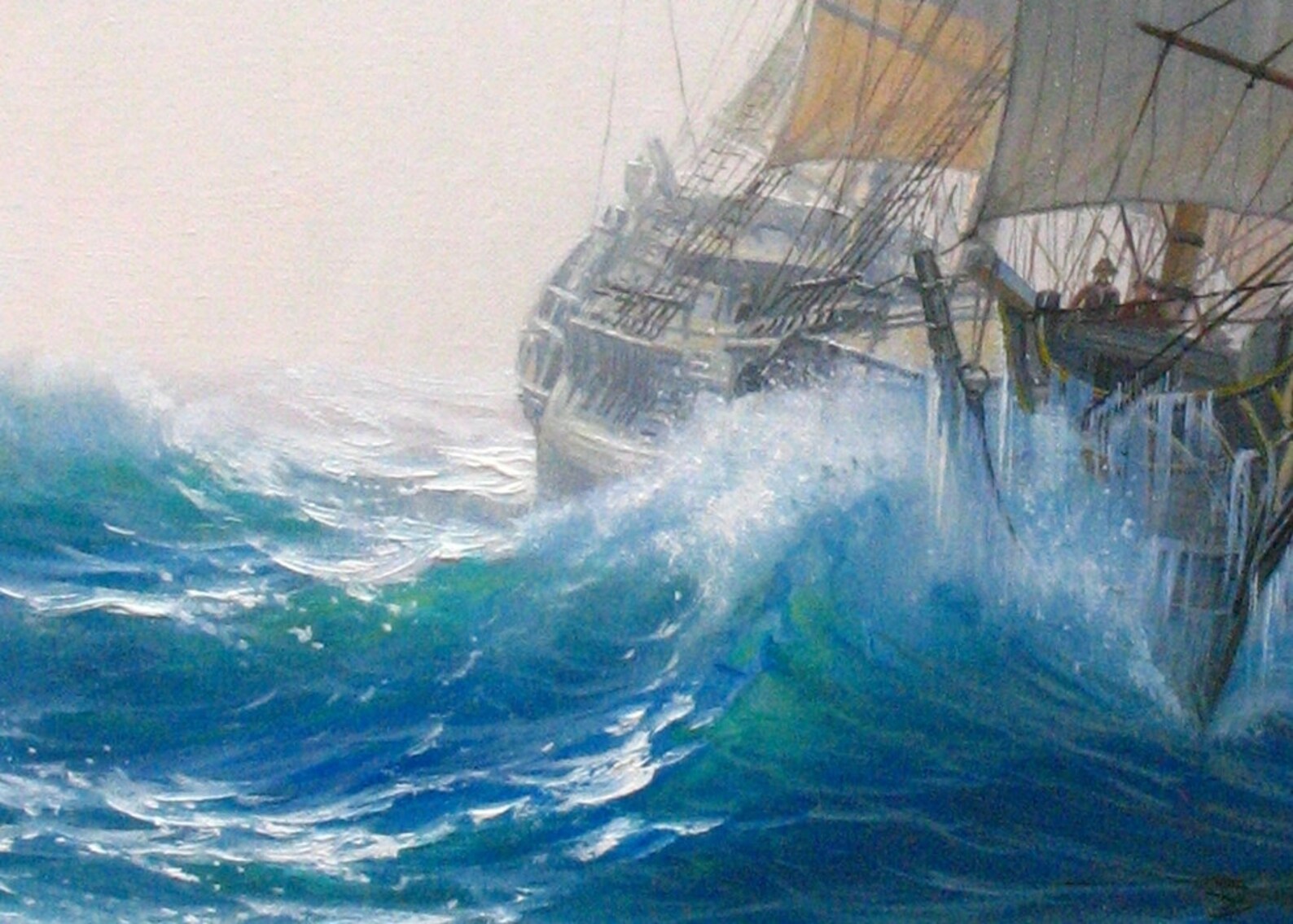 Original Sail Ship Painting by Alexander Shenderov Ocean Art Canvas Sail Boat Painting Seascape ...