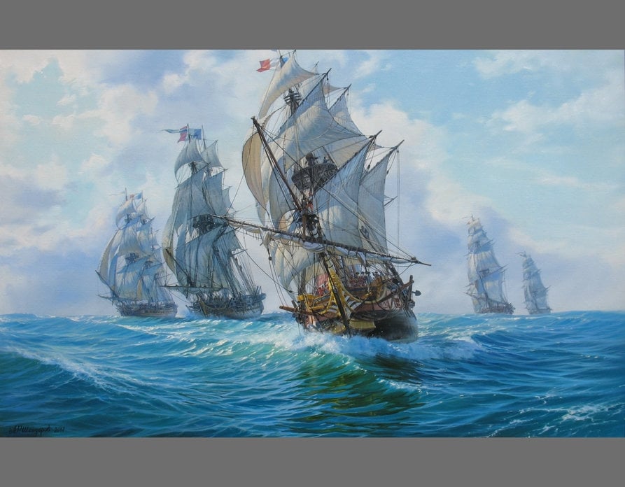 Ship Painting by Alexander Shenderov Ocean Original Oil Painting Canvas Sailboat Art Seascape ...