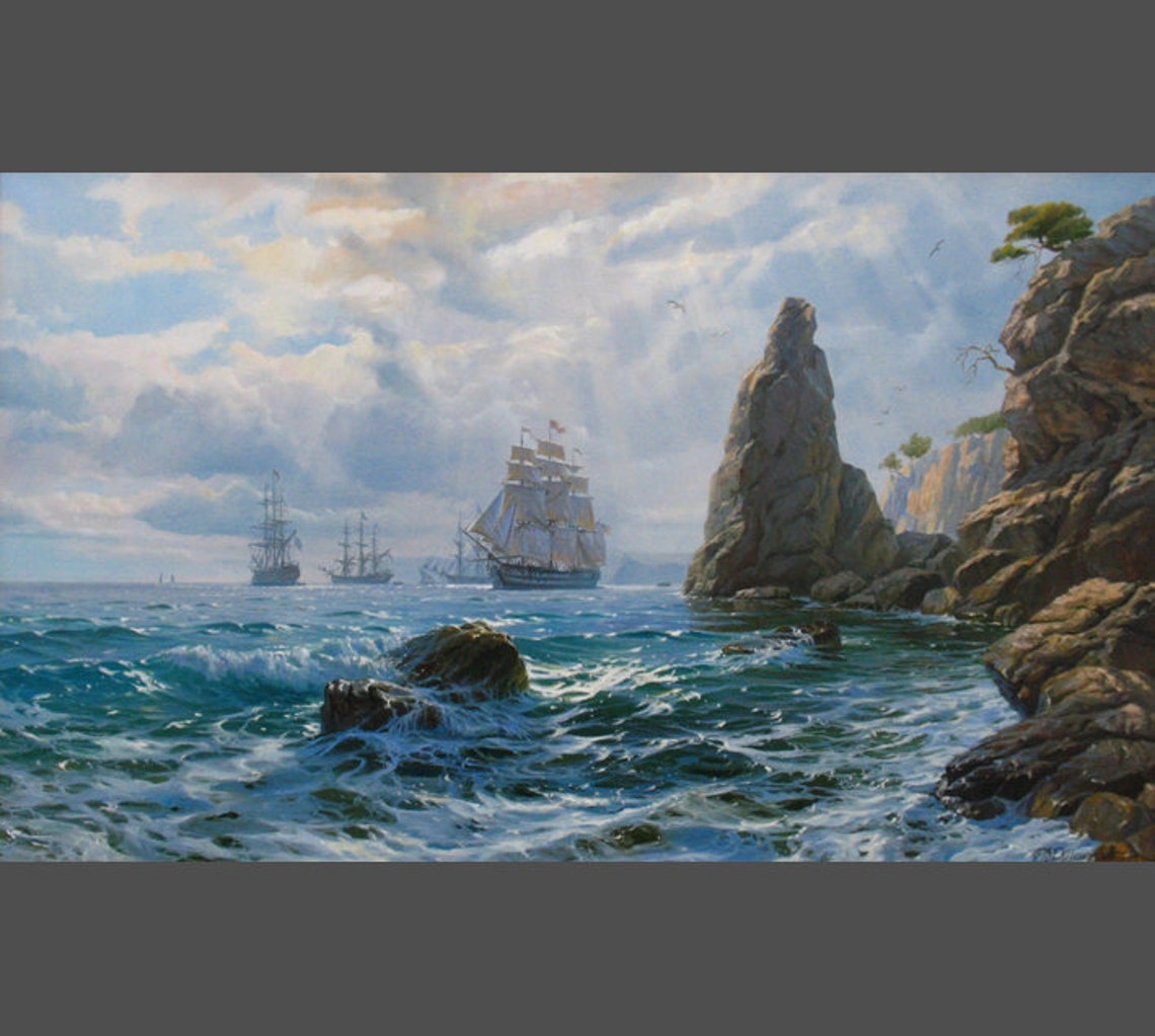 Sailboat Painting by Alexander Shenderov Ocean Art Canvas - Etsy