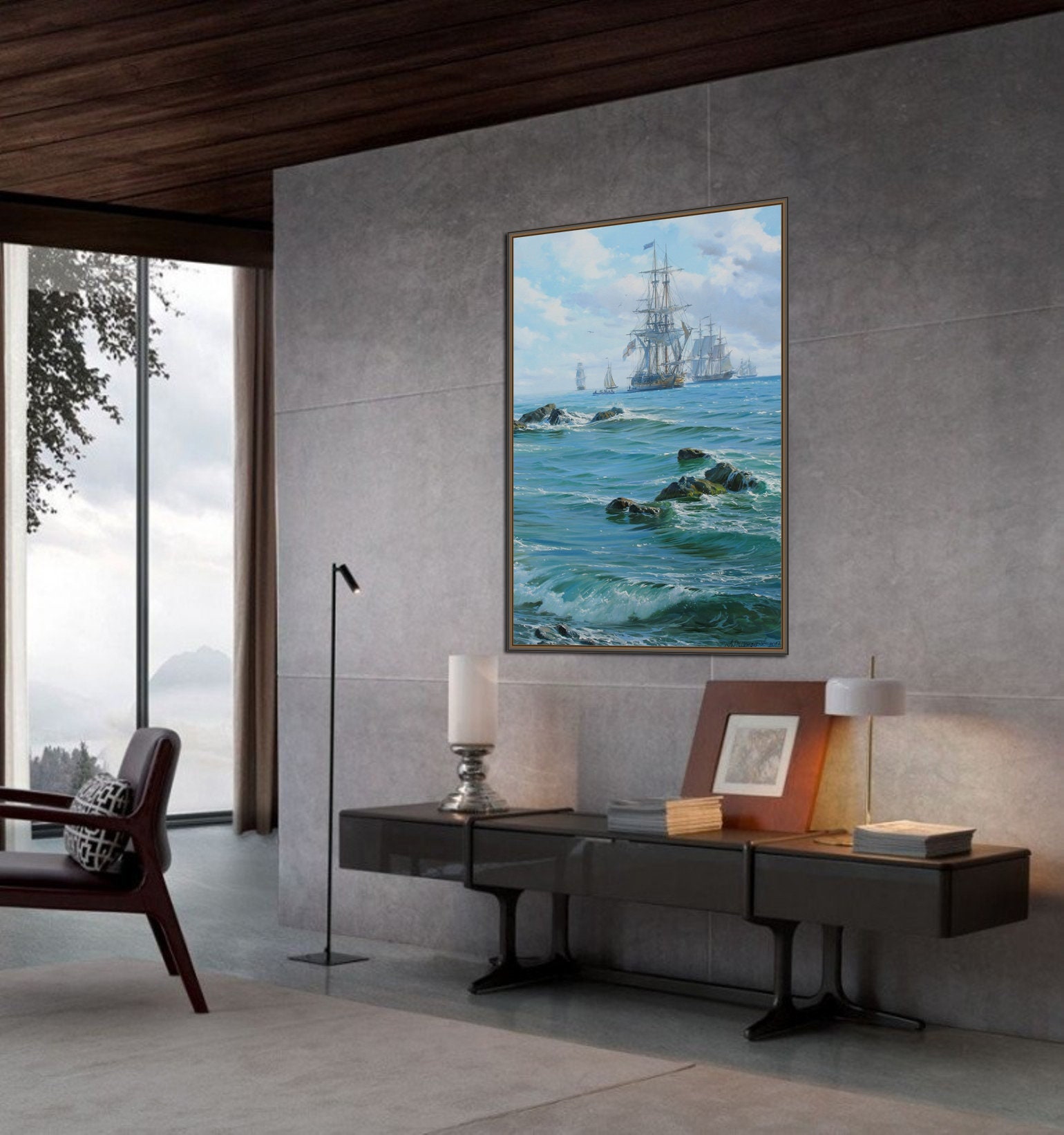 Sailing Ship Oil Painting by Alexander Shenderov Large - Etsy