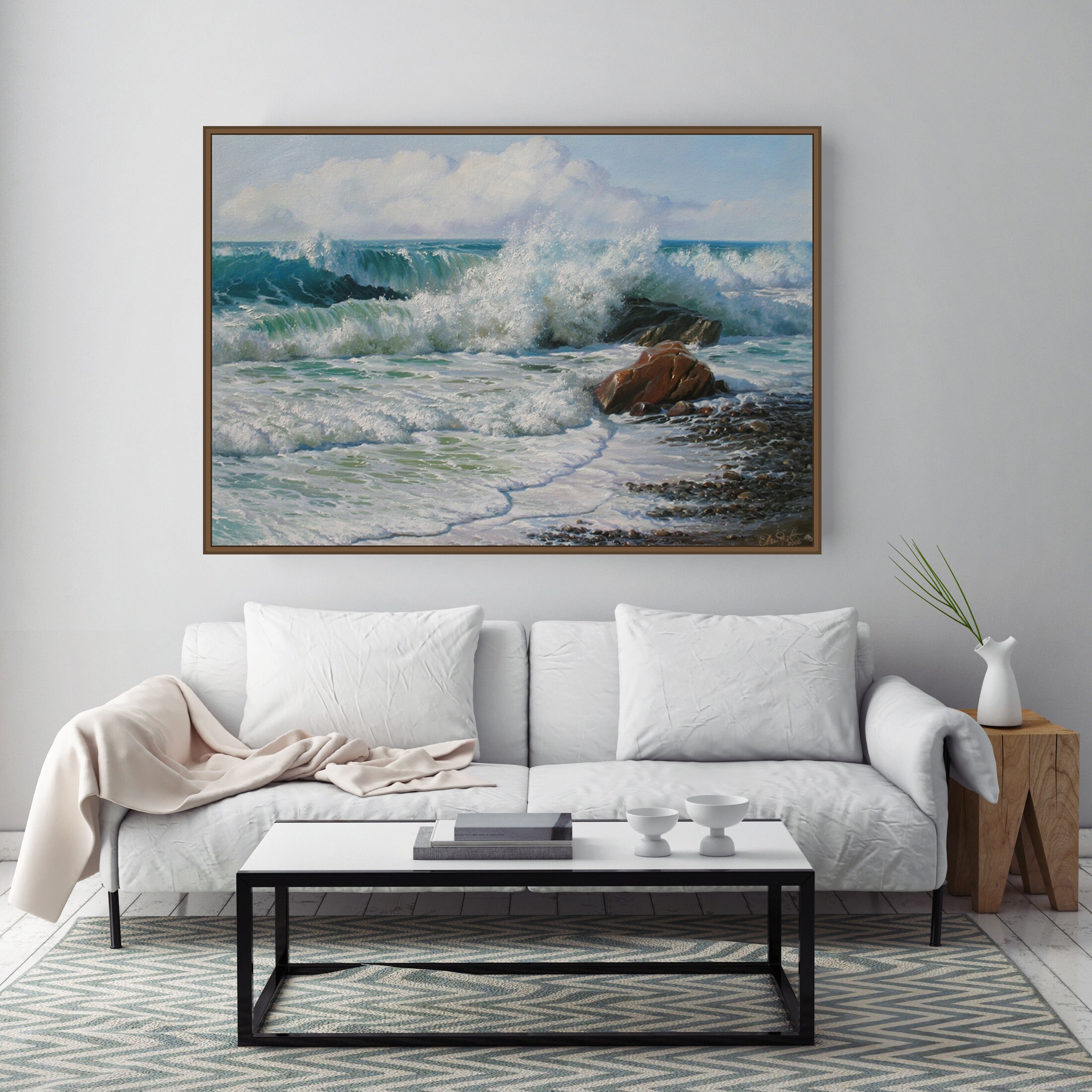 Ocean wave painting original by Alexander Shenderov large | Etsy