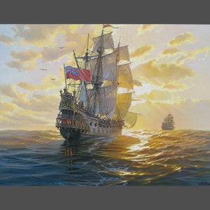 Ship painting by Alexander Shenderov ocean sail boat oil | Etsy