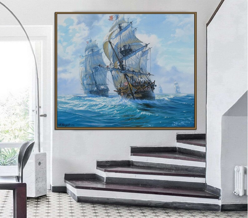 Fregat Oil Painting Original Large by Alexander Shenderov Saiboat Painting Canvas Sailing Ship ...