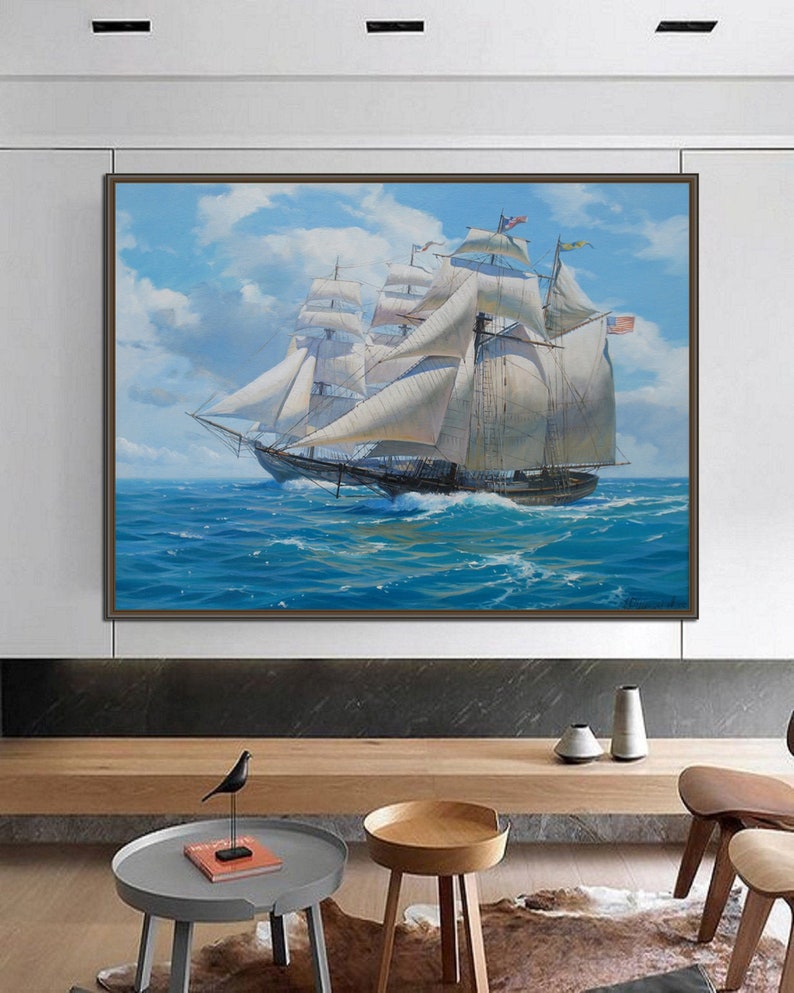 Sailboat Oil Painting by Alexander Shenderov Ocean Art Sailing - Etsy