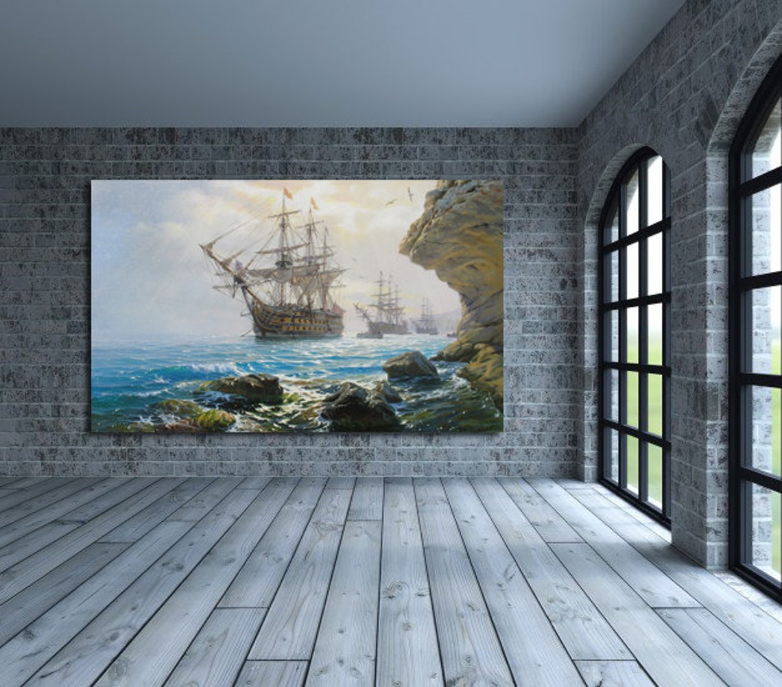 Ship Oil Painting by Alexander Shenderov Ocean Painting Sail - Etsy