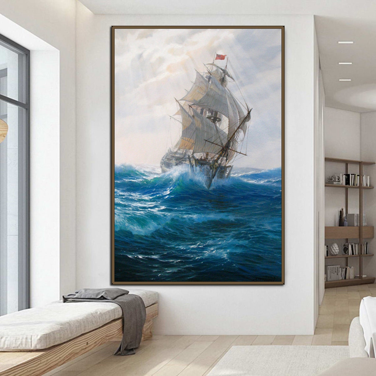 Original Sail Ship Painting by Alexander Shenderov Ocean Art - Etsy