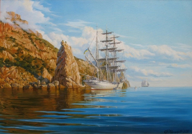 Large Sail Boat Painting by Alexander Shenderov Ocean Painting - Etsy