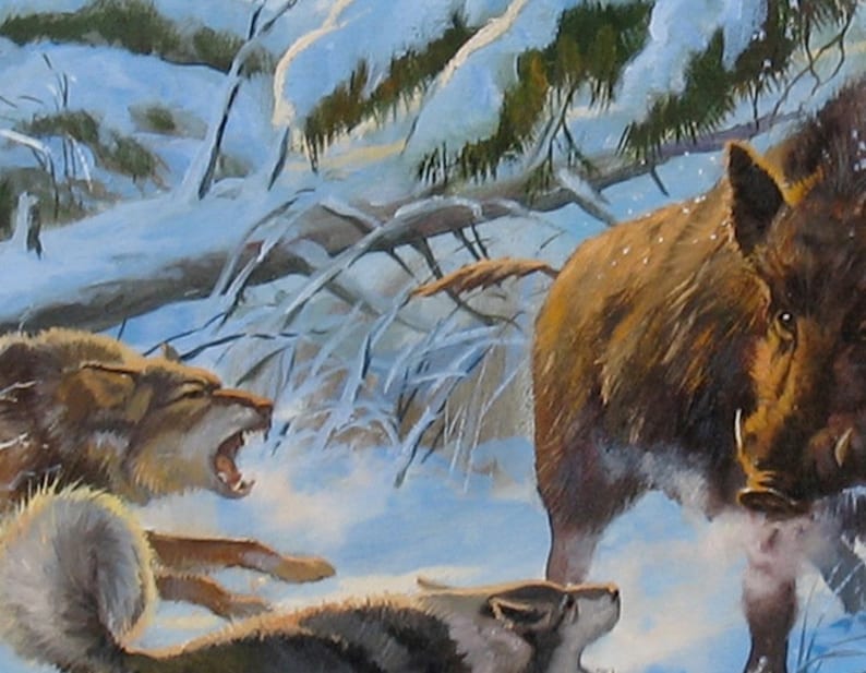 Wild Boar Hunting Painting by Alexander Shenderov Original Oil - Etsy