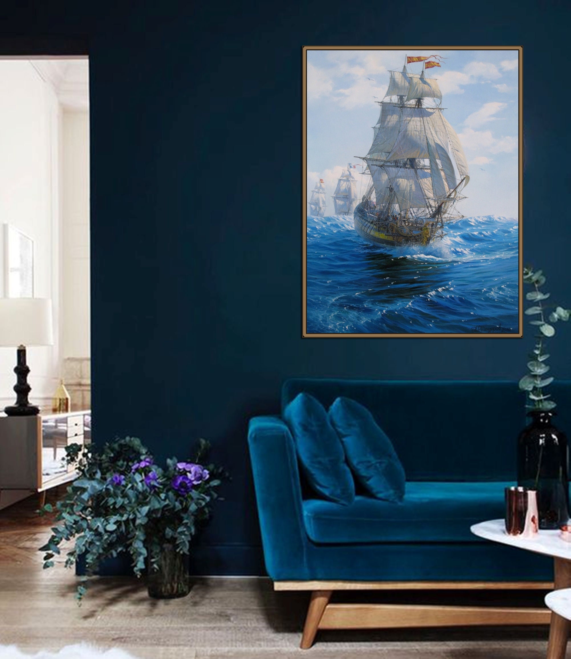 Sail Ship Oil Painting Original by Alexander Shenderov Ocean | Etsy