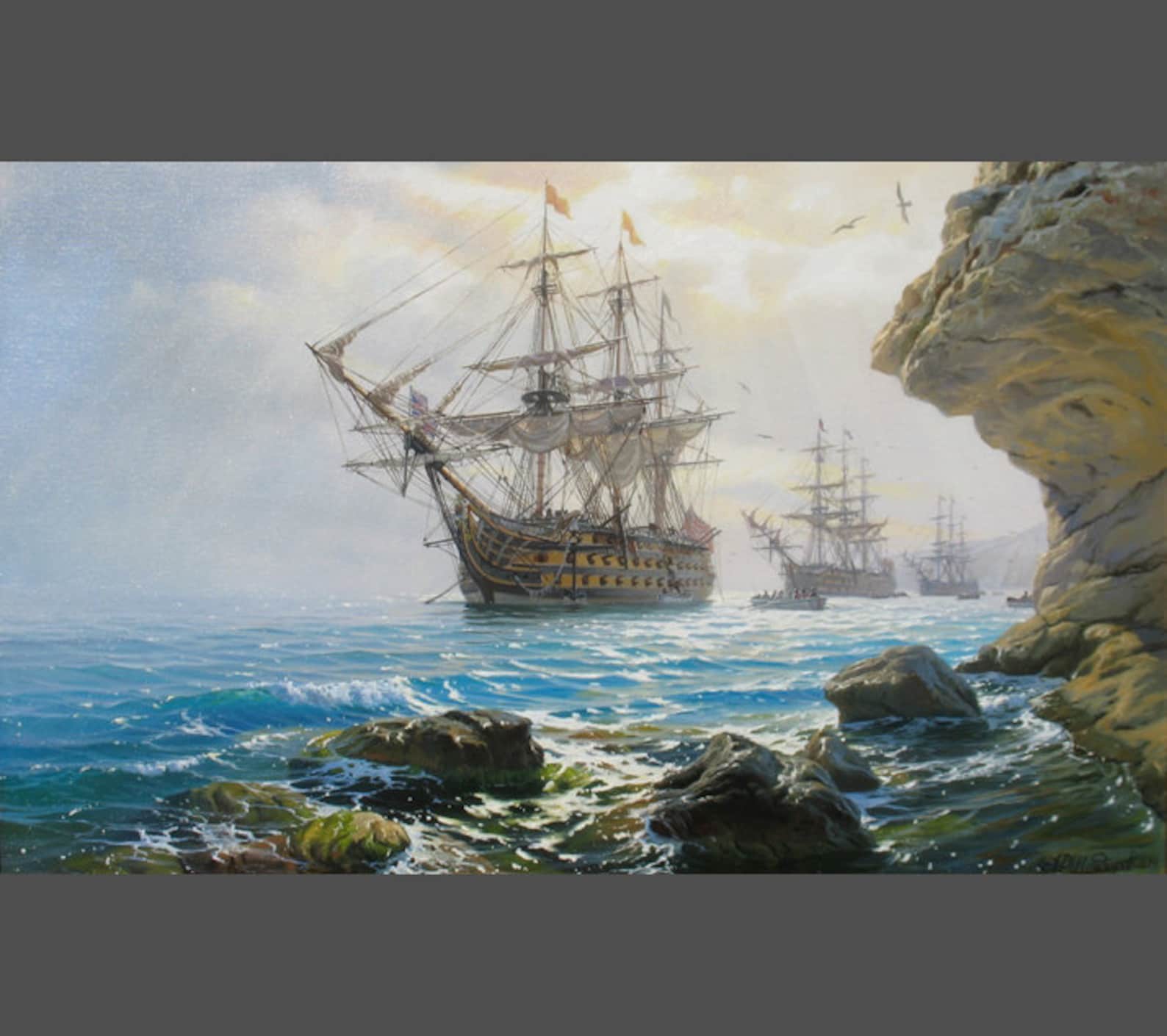Ship Oil Painting by Alexander Shenderov Ocean Painting Sail Boat Painting Original Painting on ...