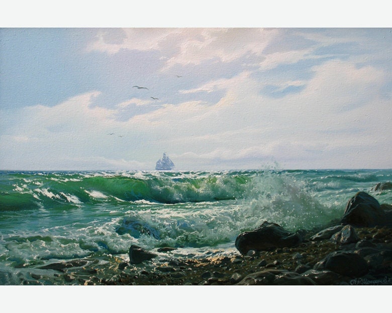 Large Original Seascape Wall Painting Contemporary by - Etsy