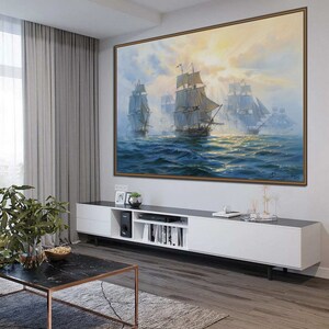 Sailing Ship Art by Alexander Shenderov Ocean Art Sailboat Oil Painting Original Canvas Seascape ...