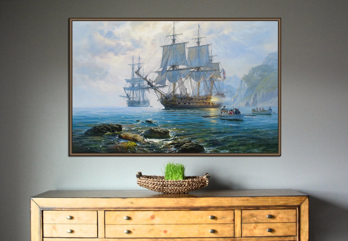 Ship painting large by Alexander Shenderov ocean painting | Etsy