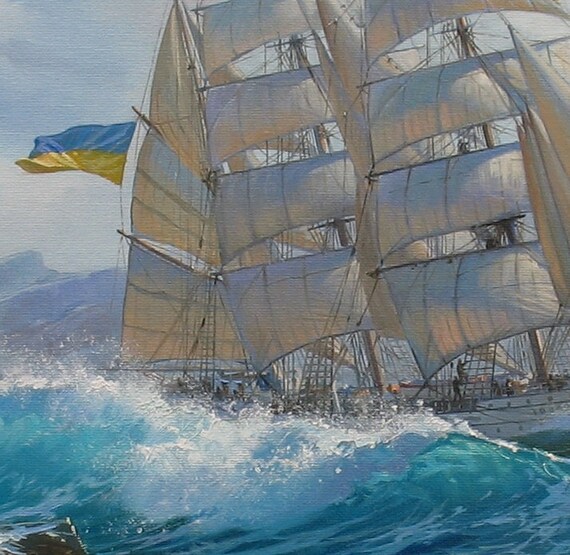 アレクサンダー・シェンデロフによる帆船の油絵、海景油絵、帆船 アレクサンダー・シェンデロフによる帆船の油絵、海景油絵、帆船