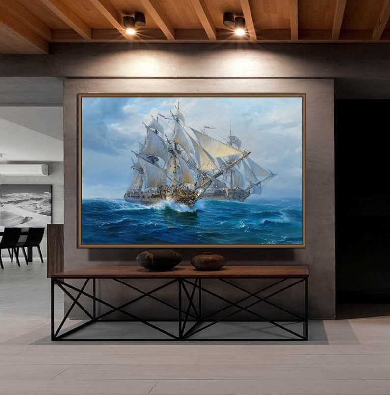 Sail Ship Painting Large by Alexander Shenderov Ocean Art Sailboat Painting Original Oil ...