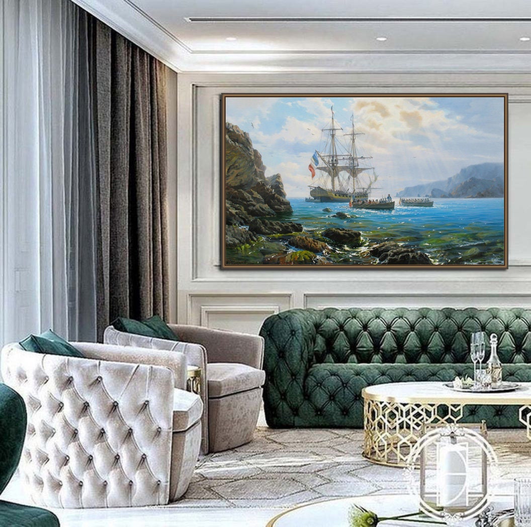 Sailing Ship Oil Painting Original by Alexander Shenderov - Etsy