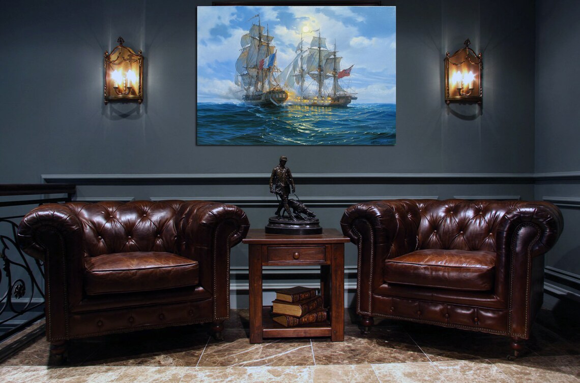 Night Sail Ship Oil Painting Original by Alexander Shenderov | Etsy