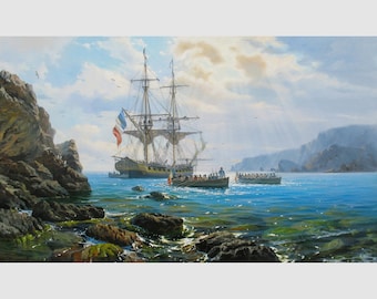 Sailing Ship Oil Painting by Alexander Shenderov Large - Etsy