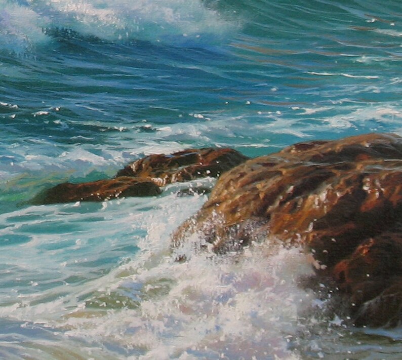 Large Turquoise Oil Painting by Alexander Shenderov Ocean Painting ...