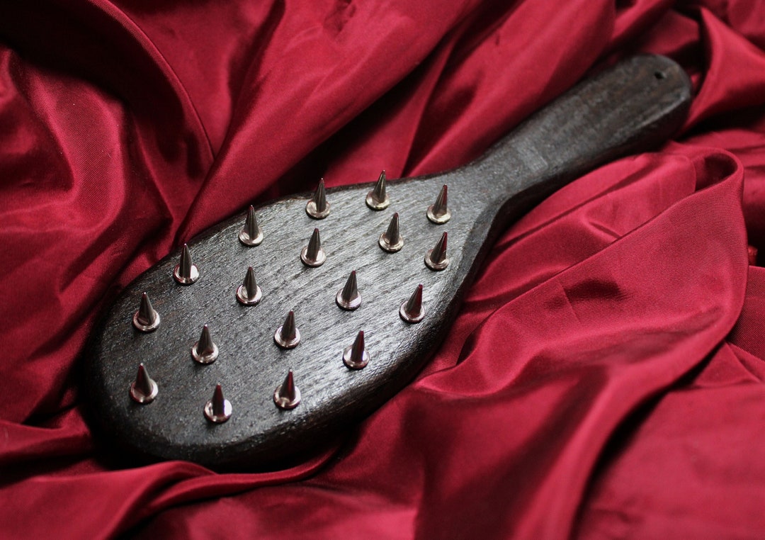 Paddle Hairbrush Black Vampire With Metal Spikes, for Bloodplay Bdsm - Etsy