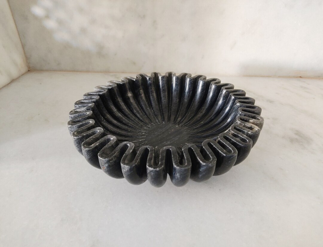 Black Marble Scallop Bowl/ruffled Marble Bowl Flower Bowl - Etsy