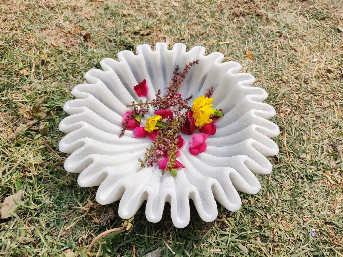 Marble Bowl Pot Marble Flower Bowl Hand Carved Bowl - Etsy