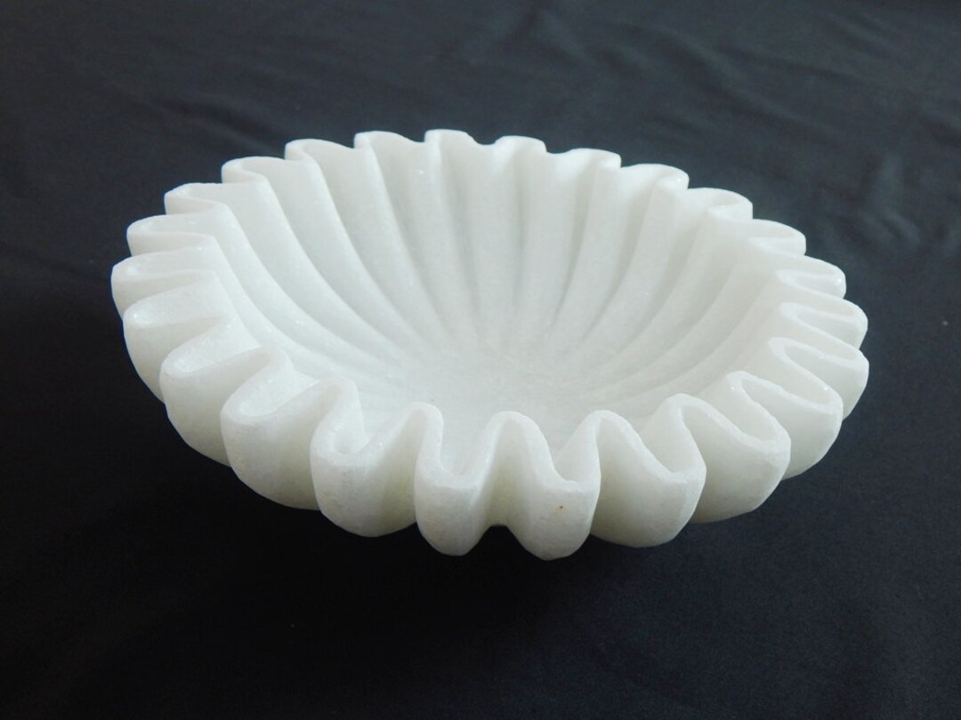 Decorative Marble Scallop Bowl , Ruffled Marble Bowl, Flower Bowl ...