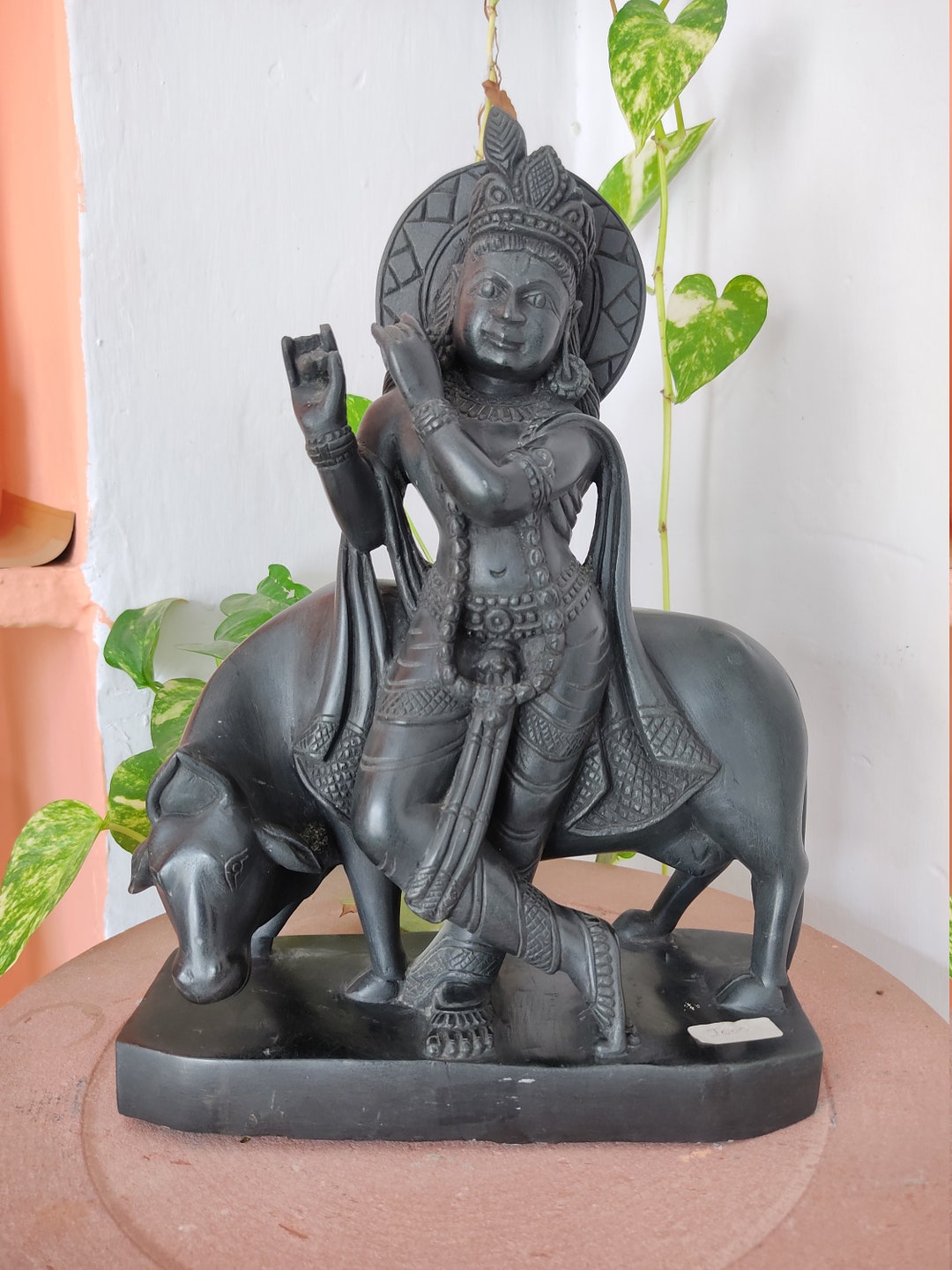 Black Marble Krishna Idols Statue Pure Stone Moorti Hindu Deity ...