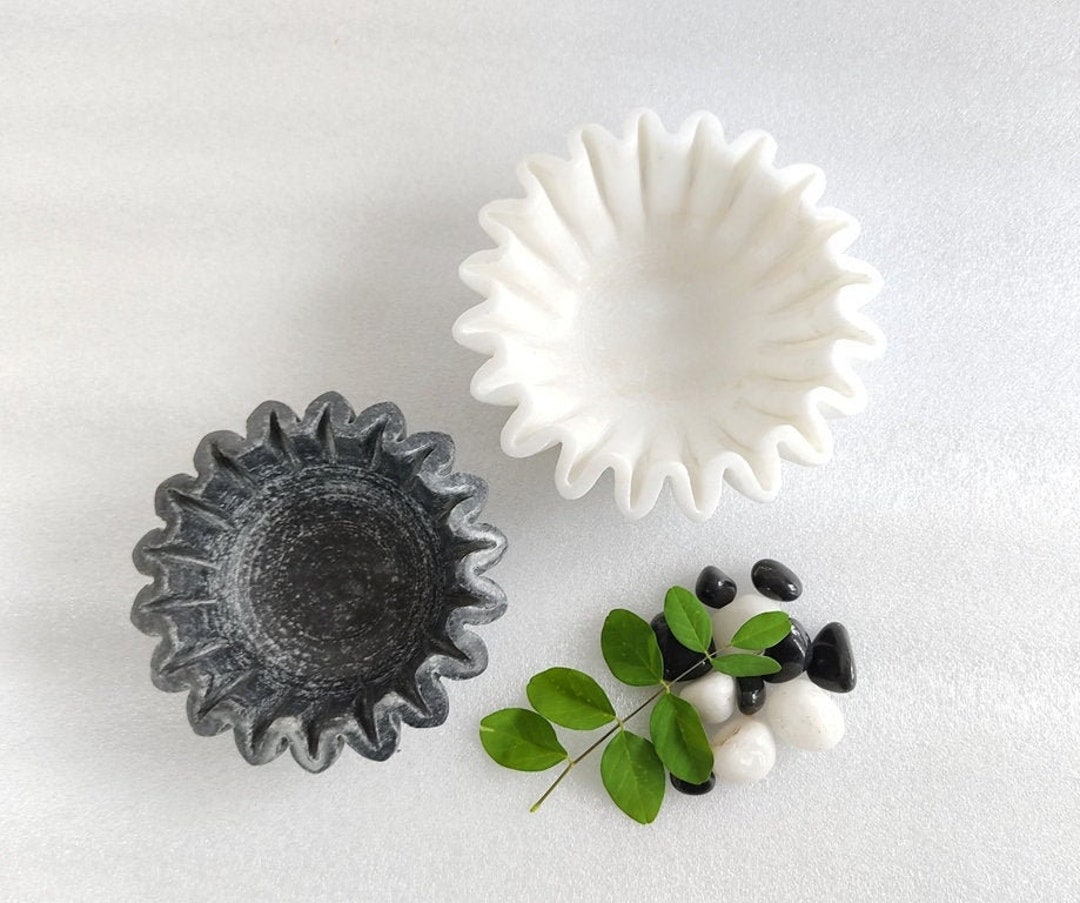 Marble Bowl Hand Carved Marble Ruffle Bowl Fruit Bowl - Etsy UK