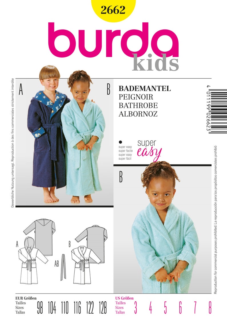 Burda Style Burda Kids 2662 Burda bambini Cartamodello - Etsy Italia