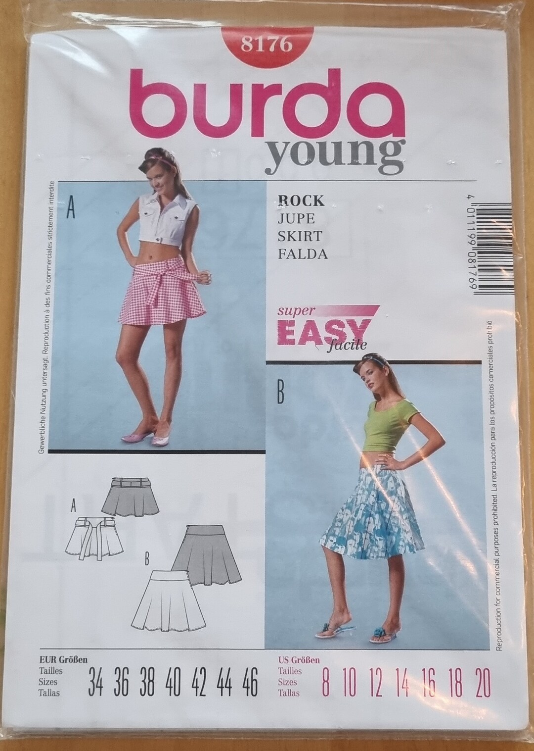 Burda Sewing Pattern Skirt, Miniskirt, Falda, Burda 8176 - Etsy