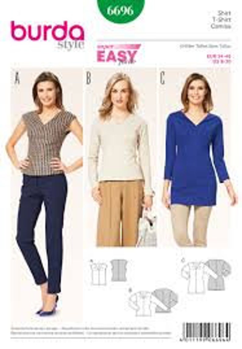 Burda Style 6696-cartamodello Shirt - Etsy Israel