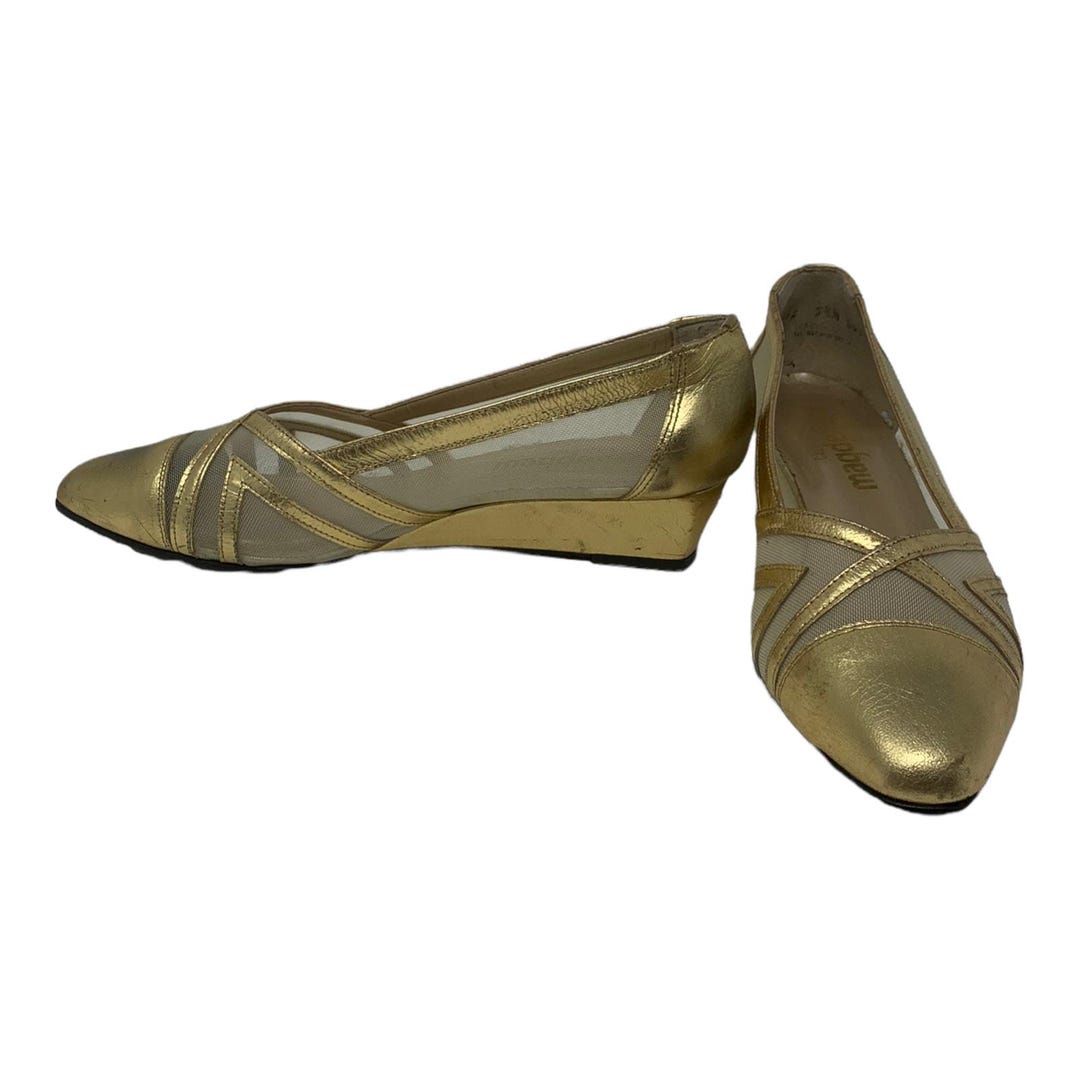 Magdesians California Mesh and Gold Leather Wedge Vintage Shoes Size 7. ...