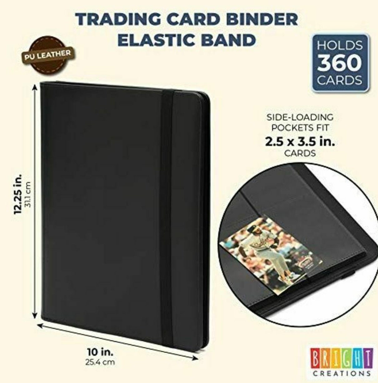 360 Card Pocket Binder Collection Album Folder Black With Strap 9 Strap ...