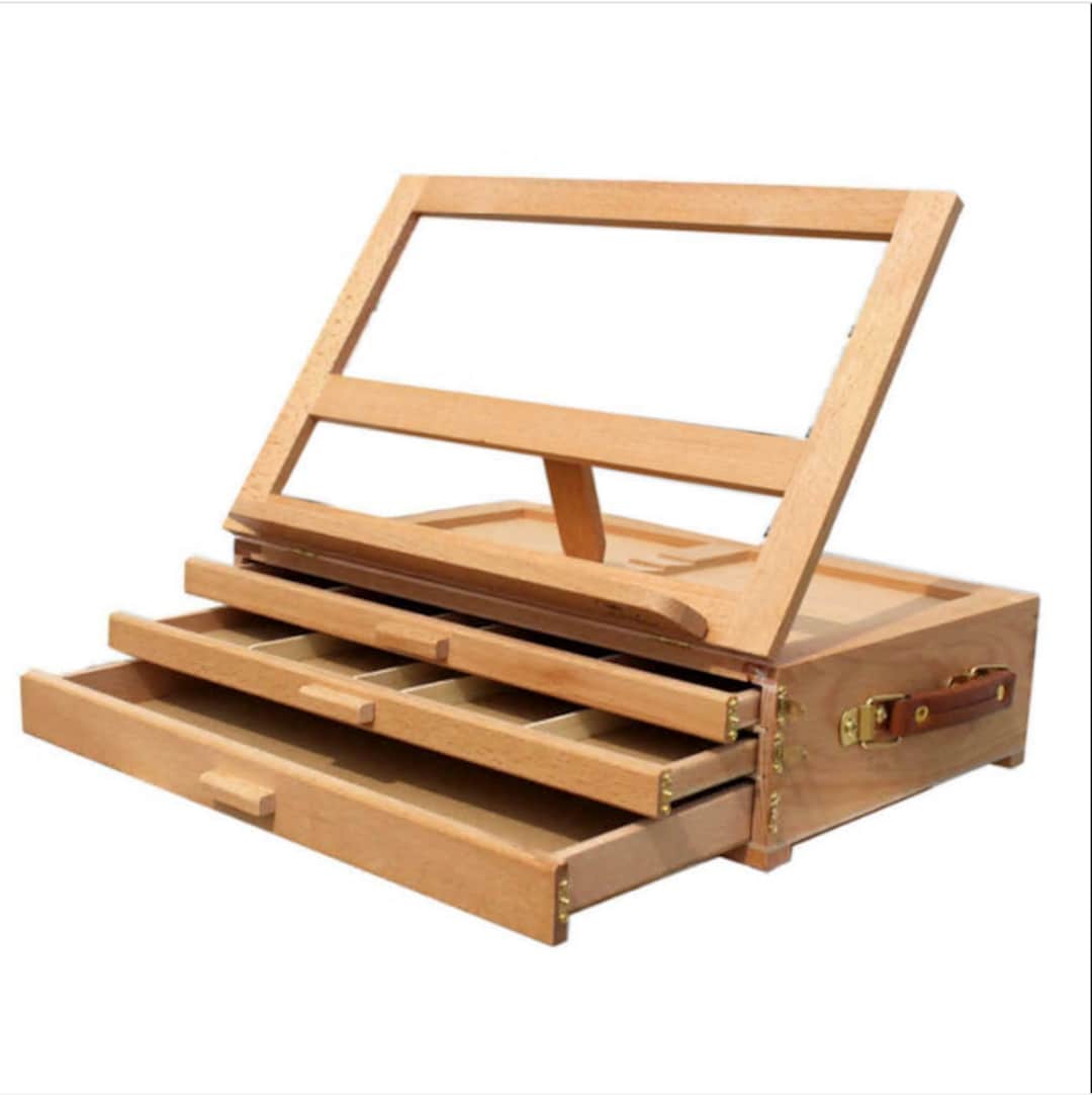 3 Layer Wooden Art Easel Box Adjustable for Art Table Drawing Painting ...