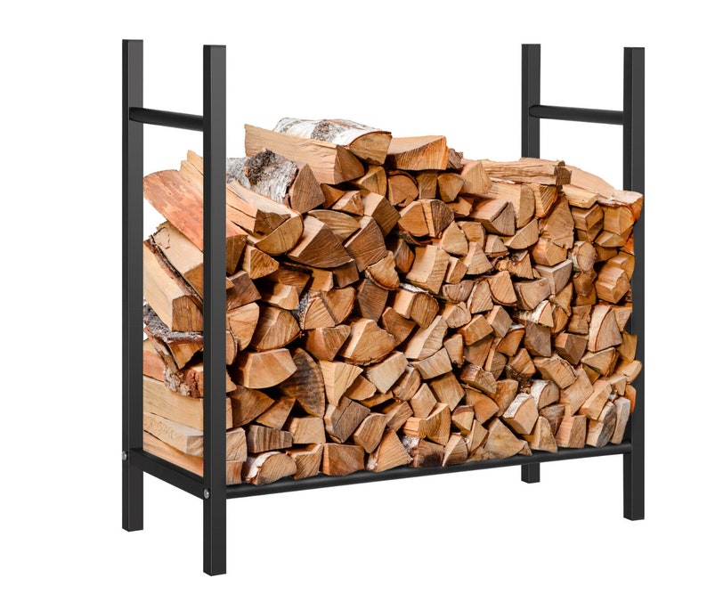 Fire Wood Holder Log Rack Outdoor and Porch Heavy Duty Metal Wood ...
