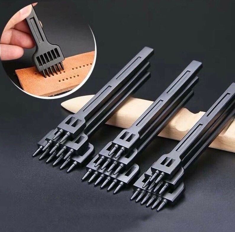 Leather Craft Tools Prong Punch Hole Making Working Leather Tools Set 4