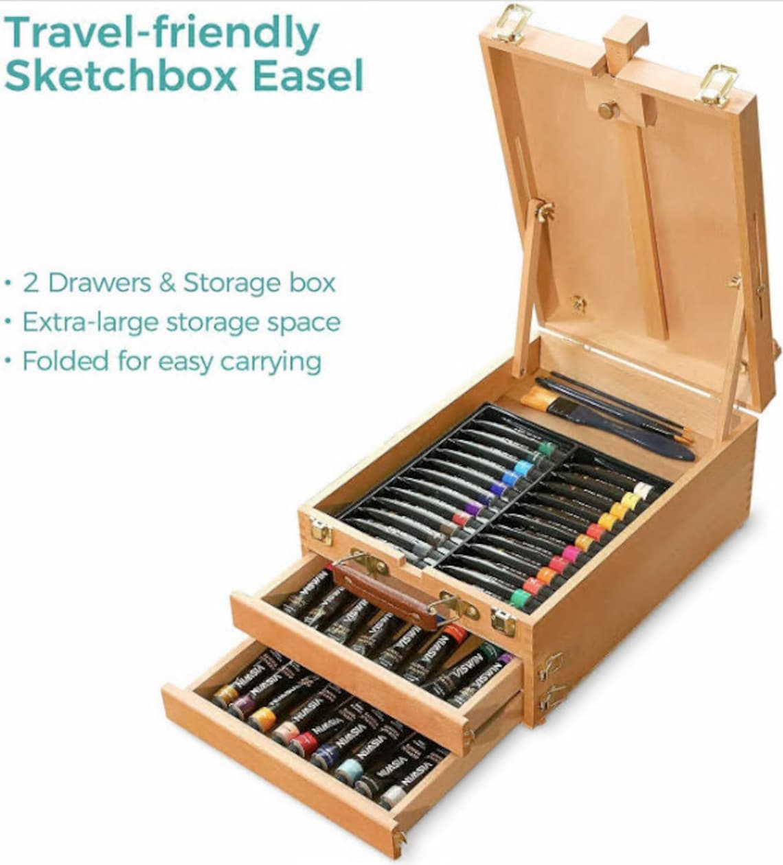 Large Tabletop Wood Sketch Box Artist French Folding Easel - Etsy