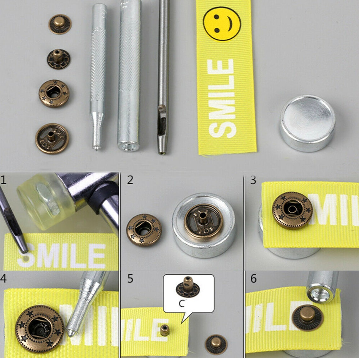 Leather Tools Craft DIY Punch 11 PCS Hole Snap Rivet Fastener Button ...