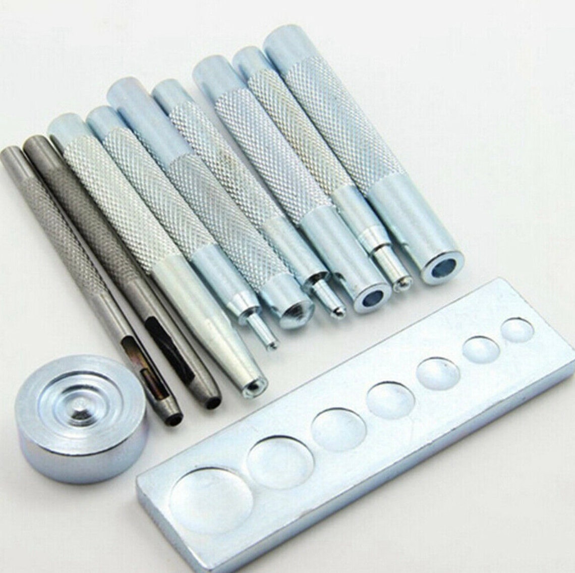 Leather Tools Craft DIY Punch 11 PCS Hole Snap Rivet Fastener Button Setter Base - Etsy