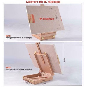 Wood Artist's Box, Desk Painting Travel Easel, Stand for Art, Drawer ...