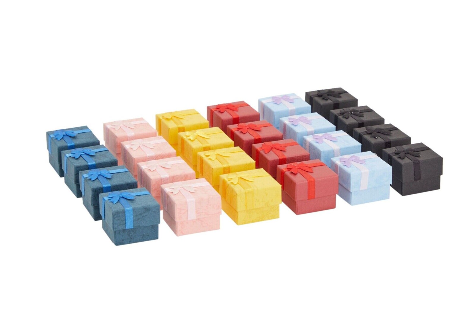 Set of 24 Ring Gift Boxes With Bow for Weddings - 6 Colors, 1.6 X 1.2 ...