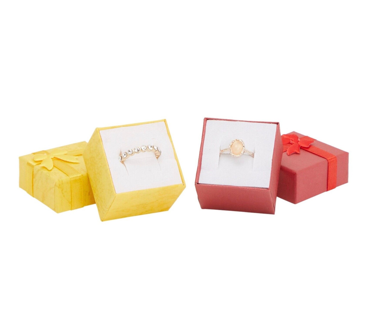 Set of 24 Ring Gift Boxes With Bow for Weddings - 6 Colors, 1.6 X 1.2 ...