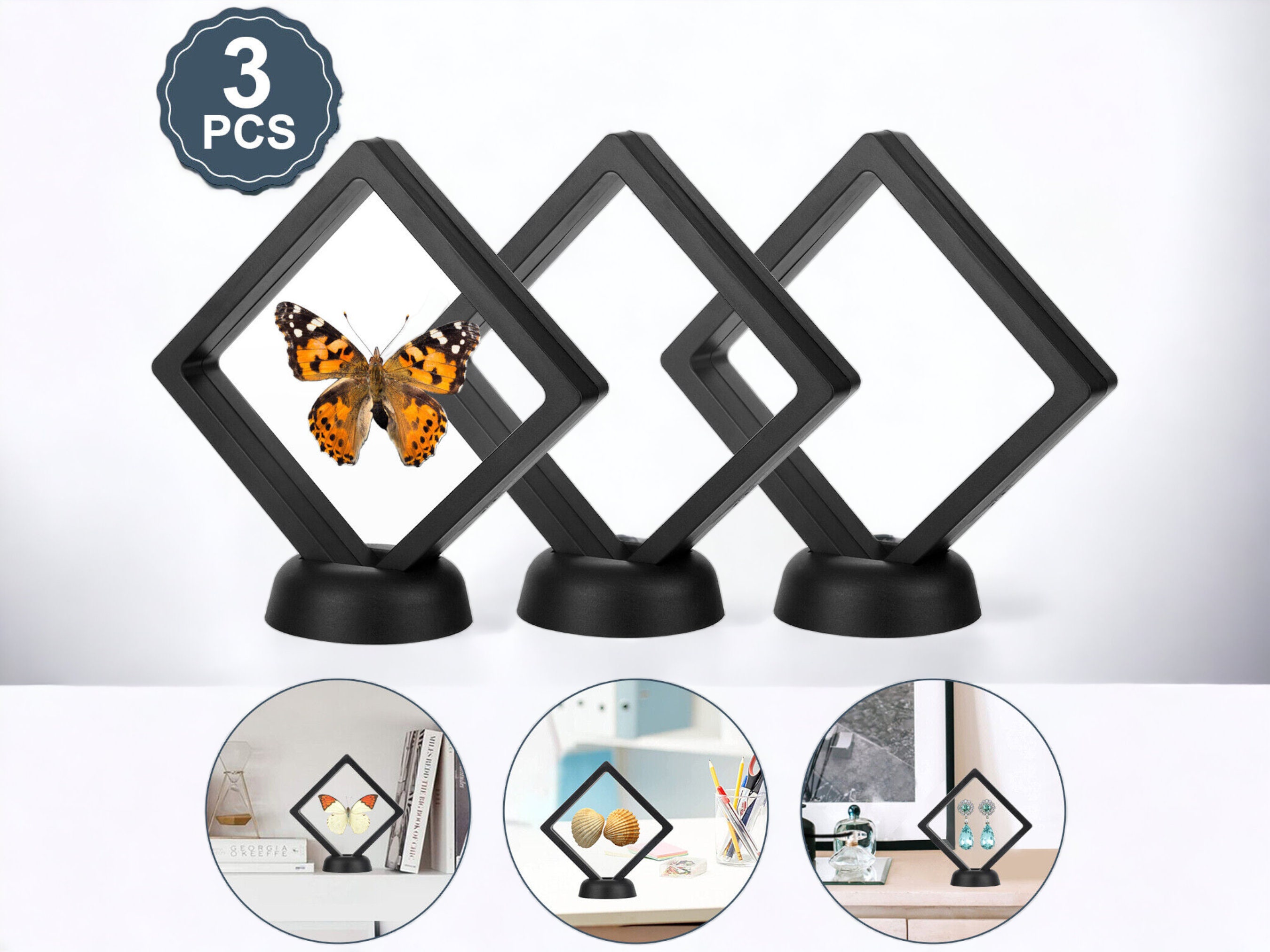 3X 3D Floating Coin Display Stand - Frame Box for Jewelry, Challenge ...