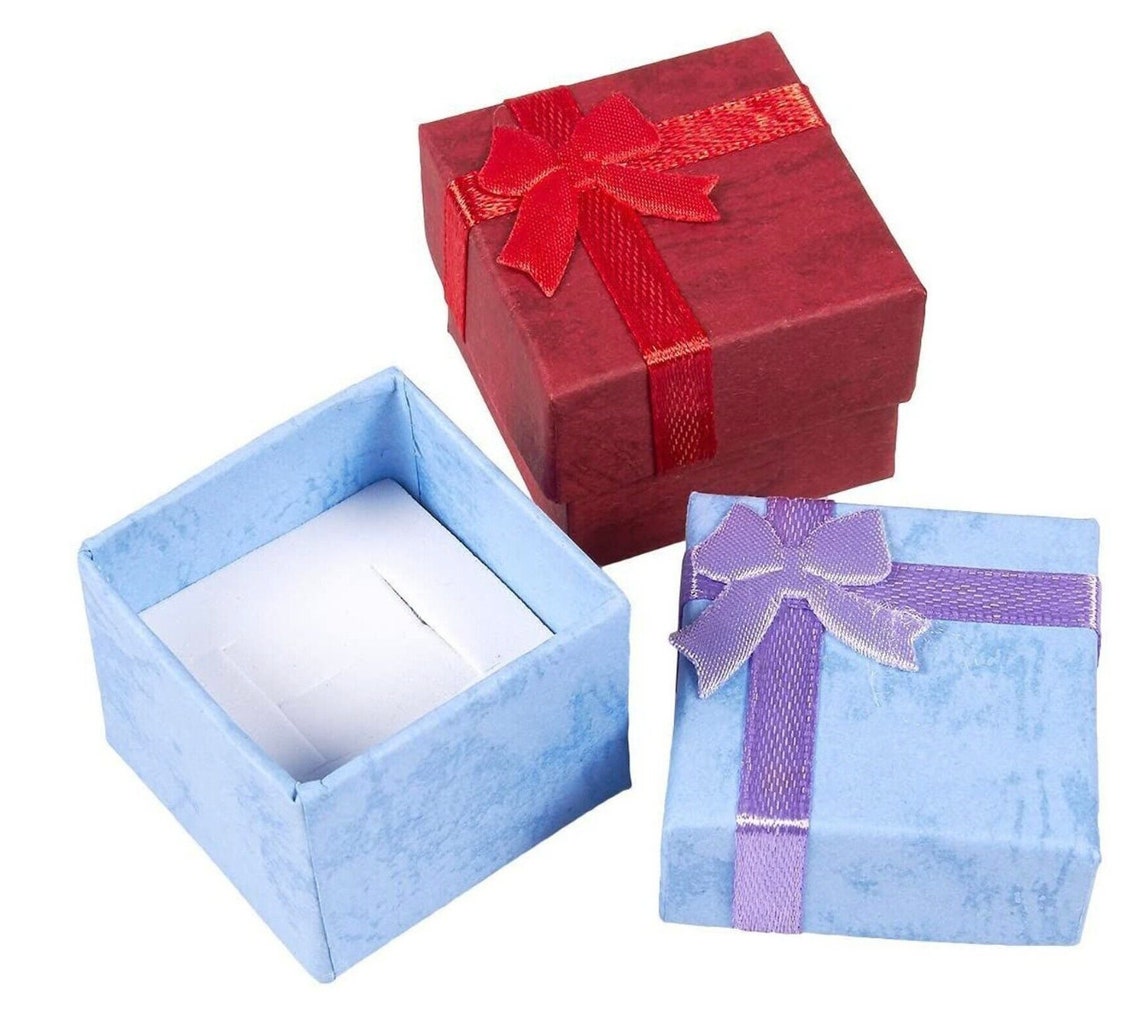 Set of 24 Ring Gift Boxes With Bow for Weddings - 6 Colors, 1.6 X 1.2 ...