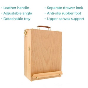 Large Tabletop Wood Sketch Box, Artist French Folding Easel Art ...