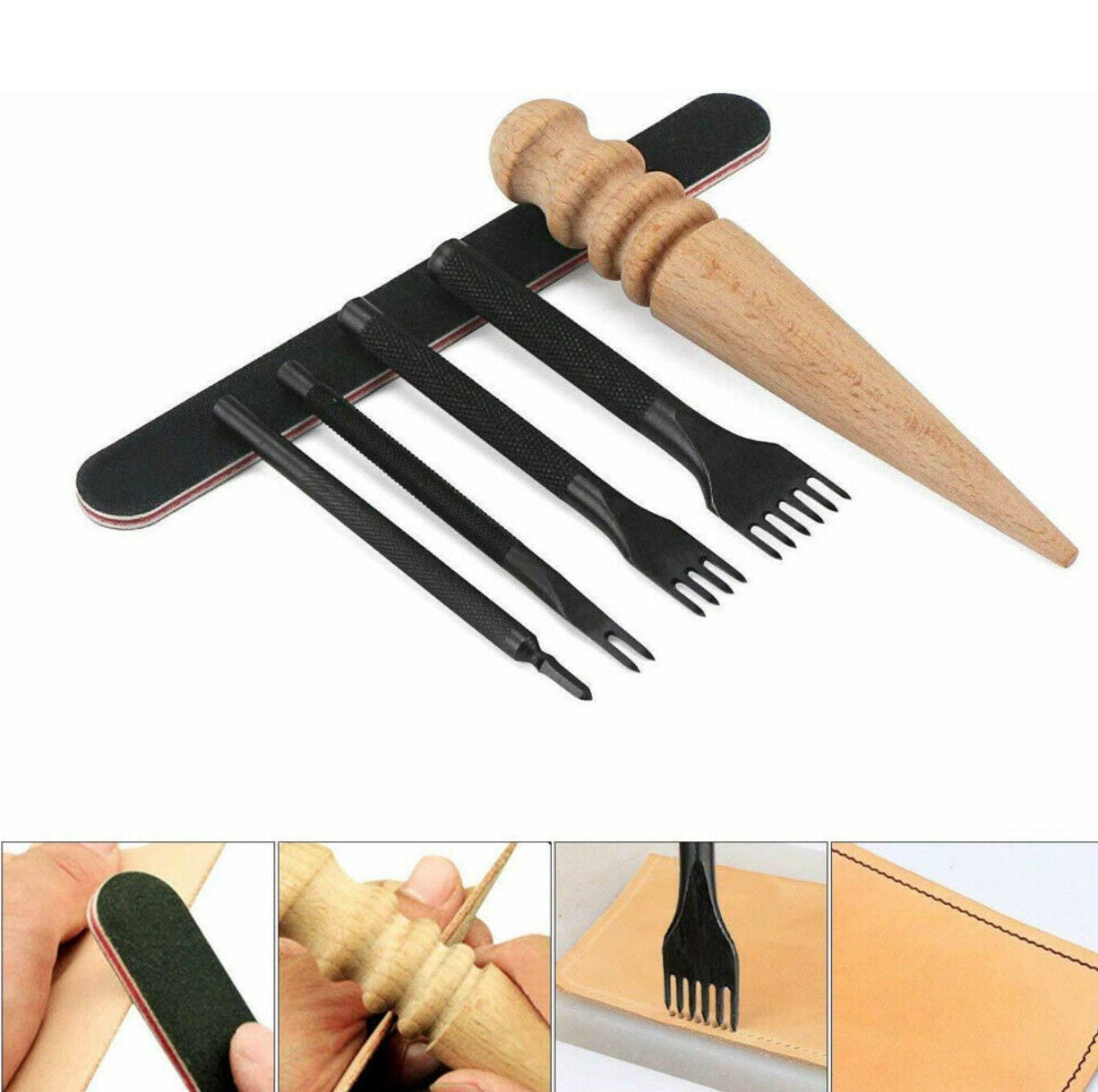 Leather Tools Kit Craft Set Sewing Groover Hand Punch Supplies Making ...